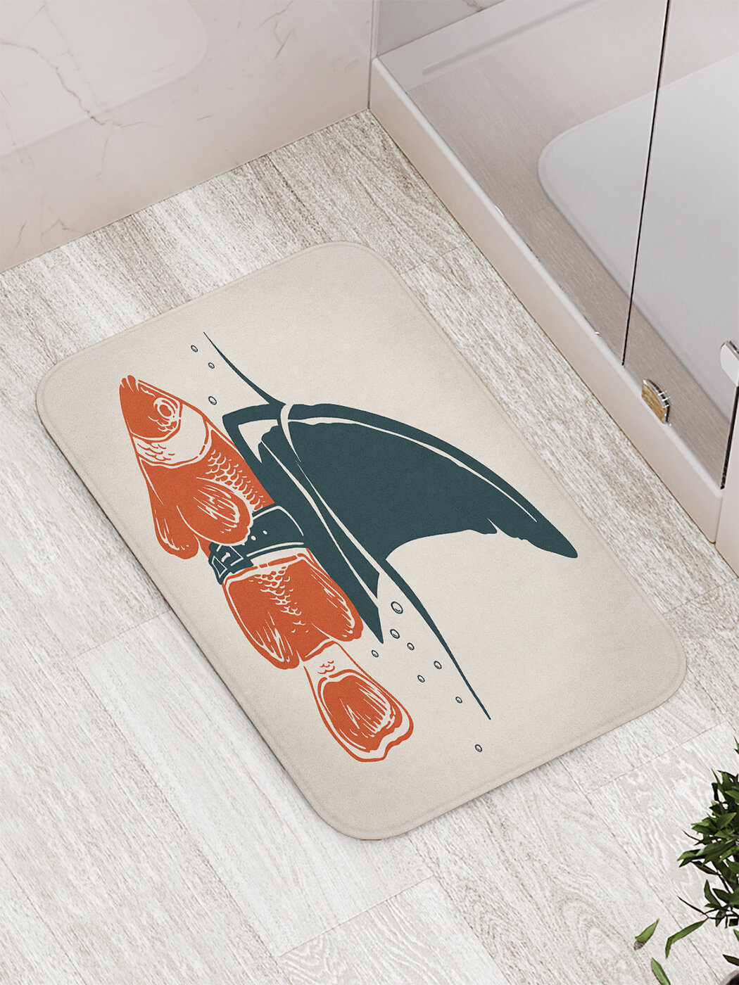 Коврик для ванной комнаты, туалета "Рыба обманщик" противоскользящий, 52х77 см, JoyArty
