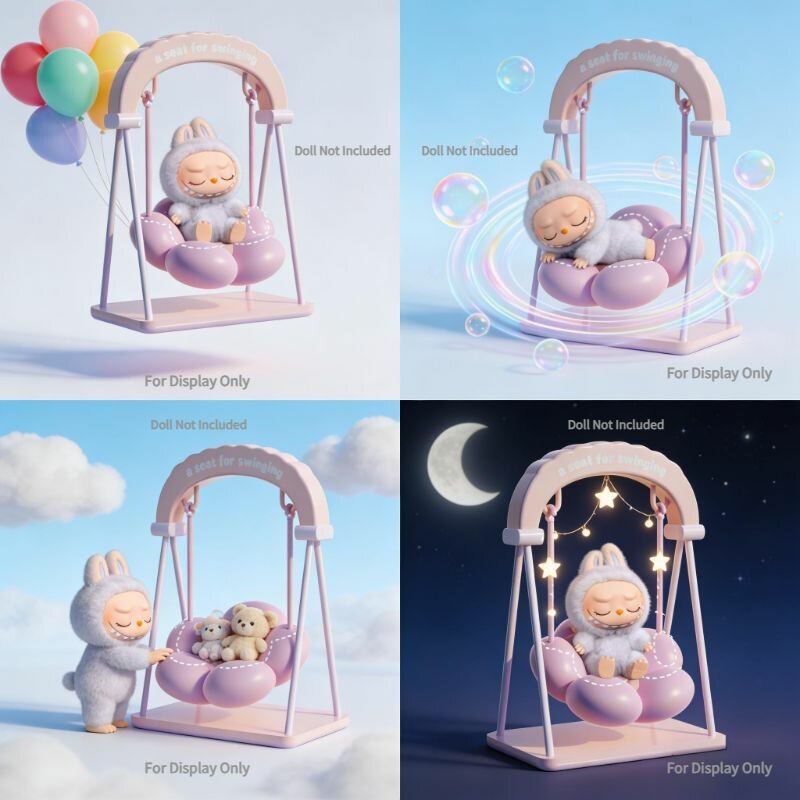 Подвесное кресло-качалка для кукол Лабубу (Labubu), Барби и др. (до 12 см) - уникальный движущийся аксессуар для коллекции
