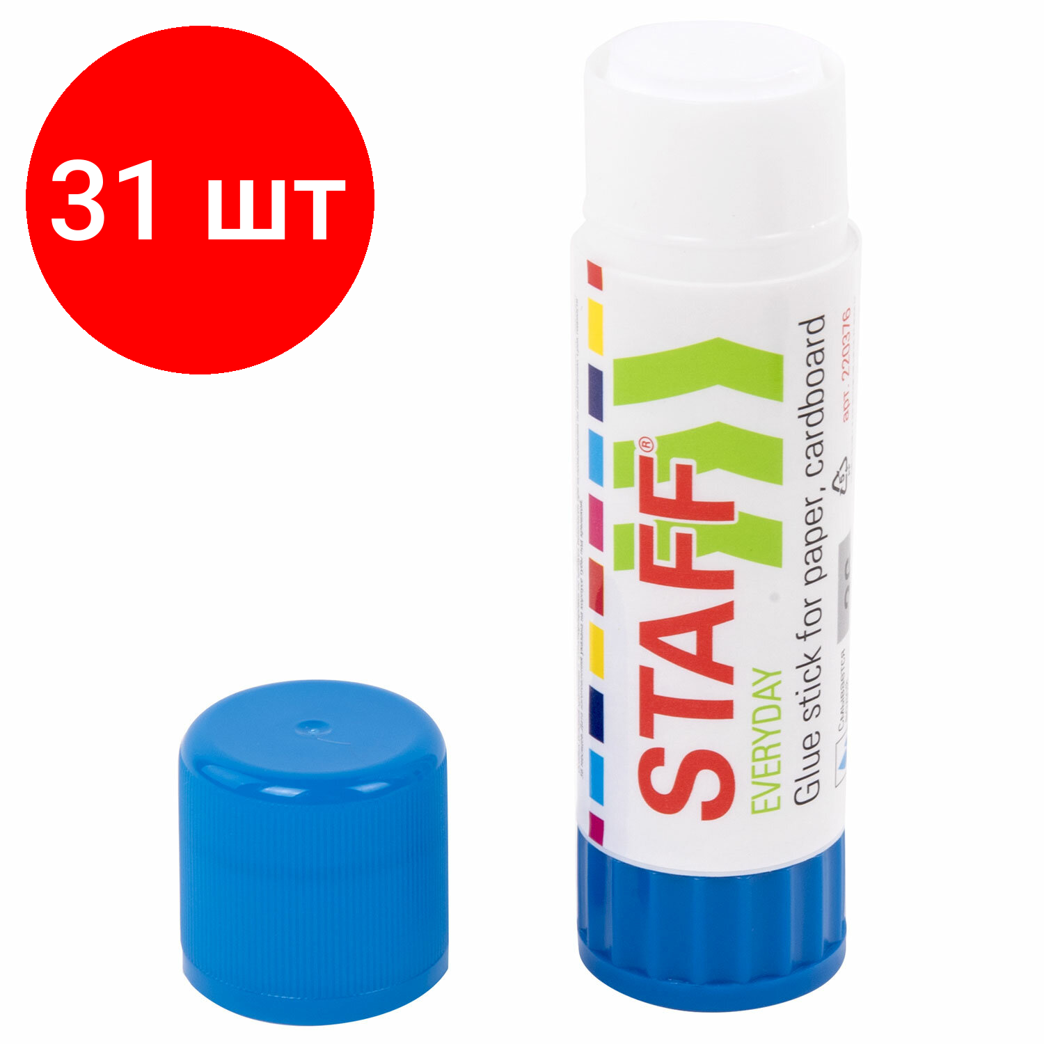 Комплект 31 шт, Клей-карандаш STAFF "EVERYDAY", 36 г, 220376