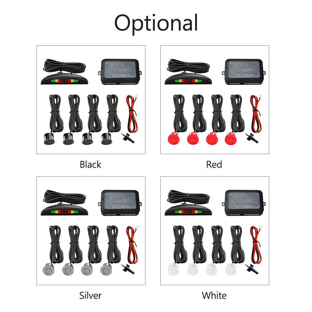 Система парковочного радара с 4 датчиками. Диапазон 0.3-2.5 м, водонепроницаемая, цветной дисплей со звуком и светом.