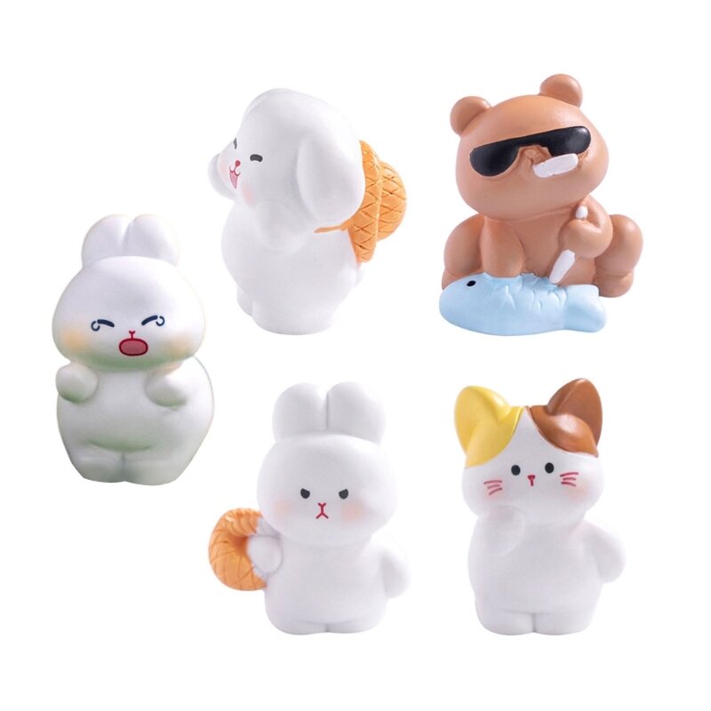 1 набор из 5 моделей, креативные куклы для овощного рынка с маленькими животными, милые мини-украшения для рабочего стола
