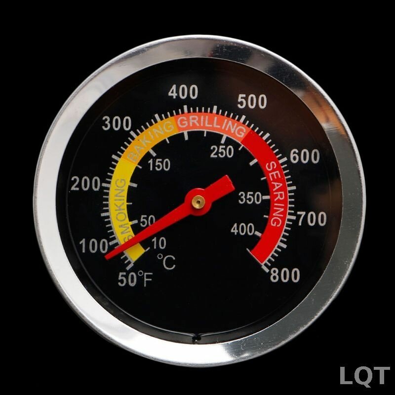 Термометр для гриля и коптильни с точным измерением температуры от 100 до 800 F, прочный корпус из нержавеющей стали, удобное крепление, четкий циферблат
