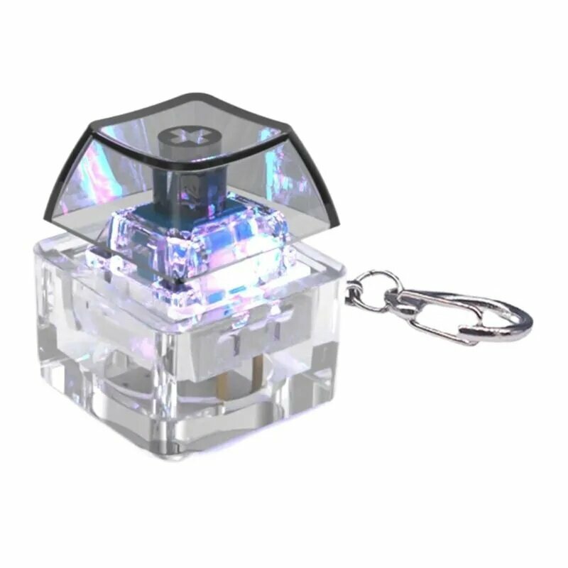 Механический тестер клавиш с 1 клавишей и светодиодной подсветкой для снятия стресса и расслабления дома или в офисе, Черный прозрачный колпачок для ключей