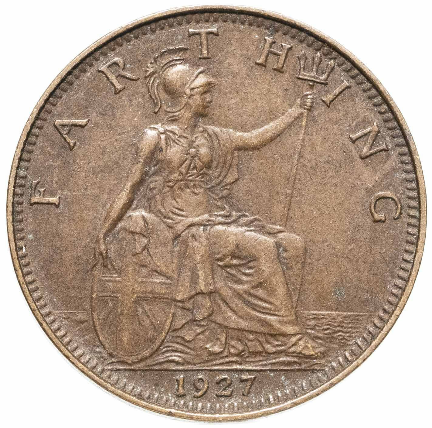 Великобритания 1 фартинг 1927, Бронза, в сохранности XF