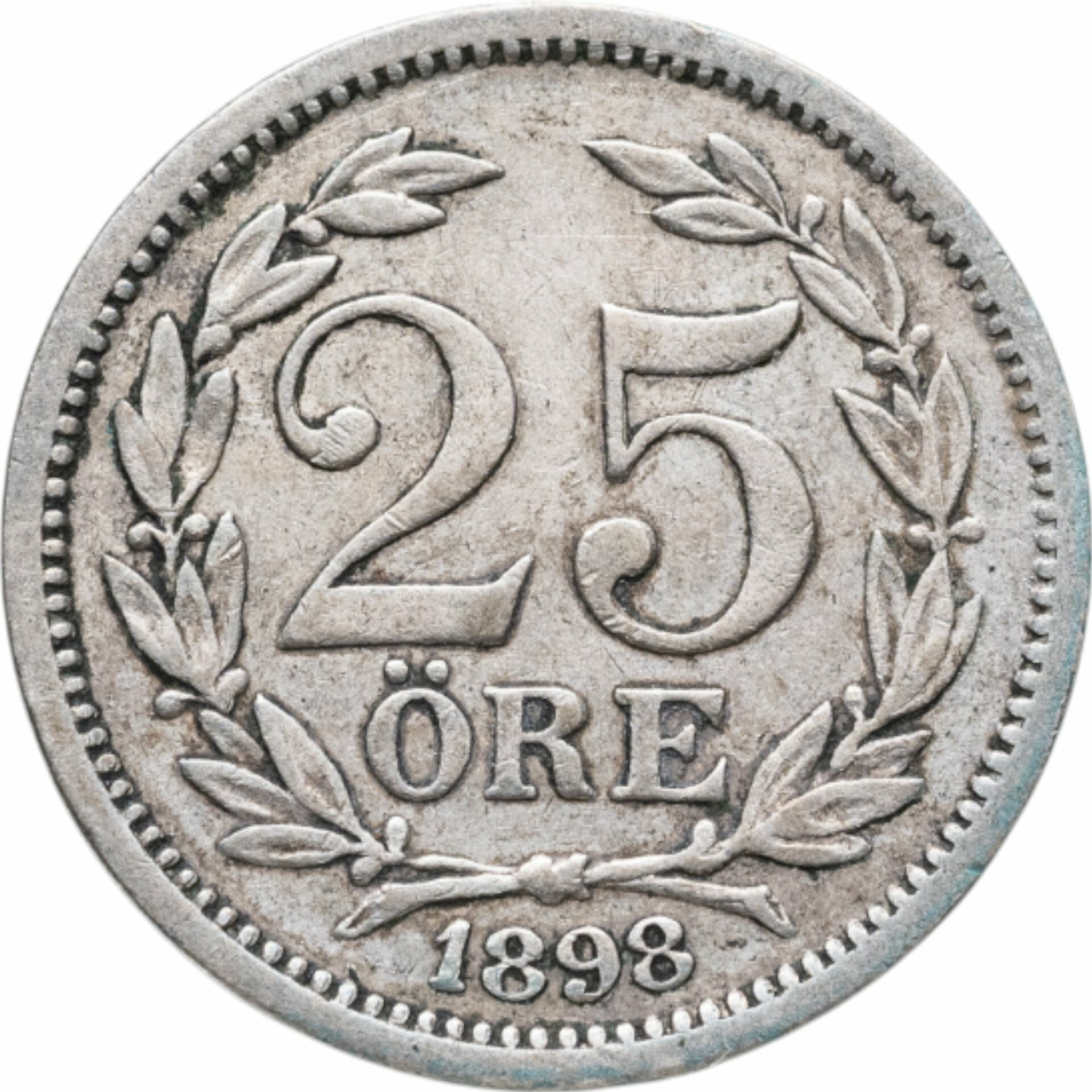 Швеция 25 эре ore 1898, Серебро 600, в сохранности XF