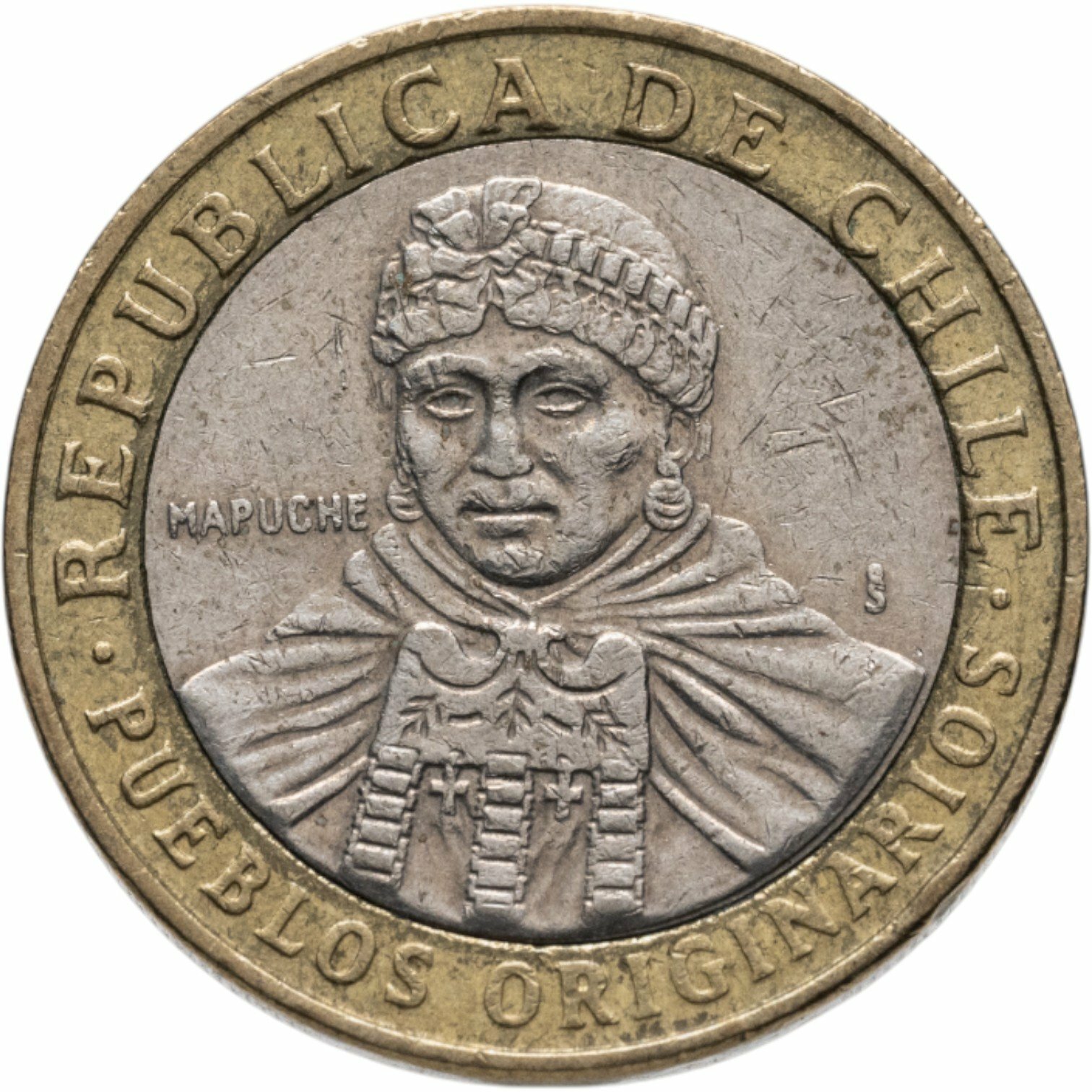 Чили 100 песо pesos 2006-2012, Биметалл, в сохранности VF