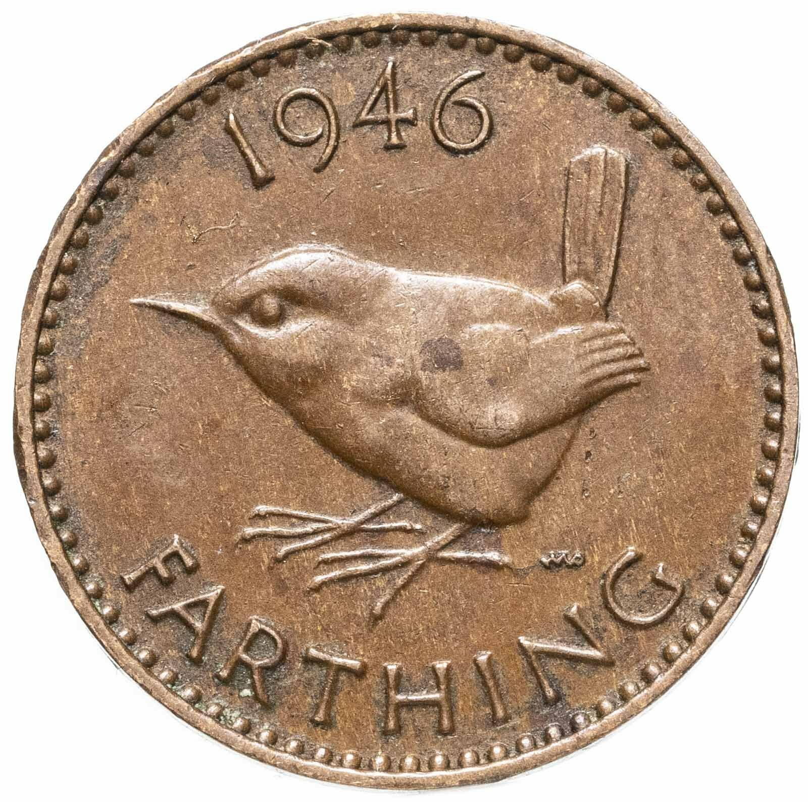 Великобритания 1 фартинг farthing 1946, Бронза, в сохранности VF-XF