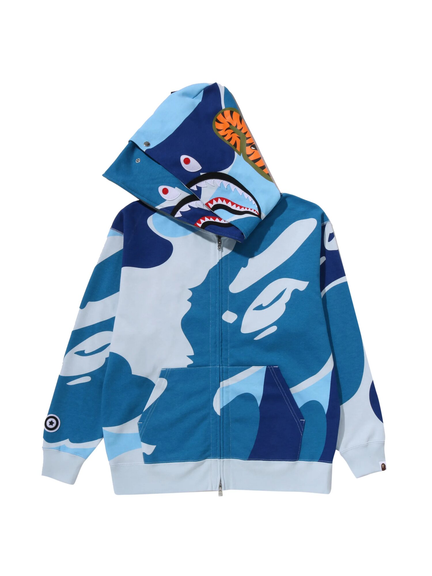 Худи A BATHING APE Mega ABC Camo Double Shark, размер 50, , blue — фото 1