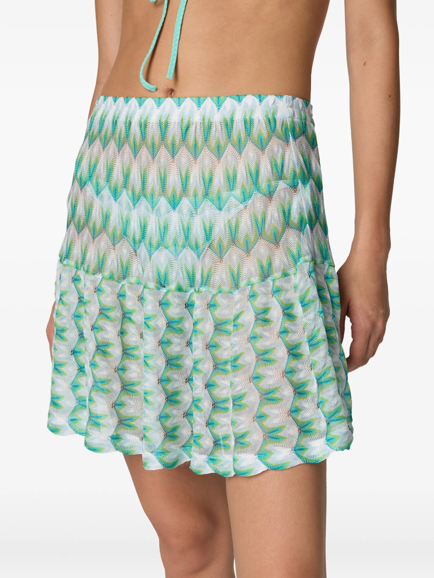 Юбка Missoni Pleated geometric-pattern mini skirt, размер 42, белый — фото 1