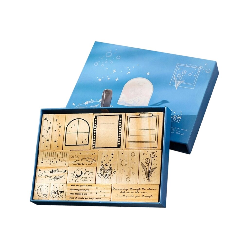 Набор деревянных резиновых штампов, Набор штампованных печатей, Декоративные деревянные штампы для журналов