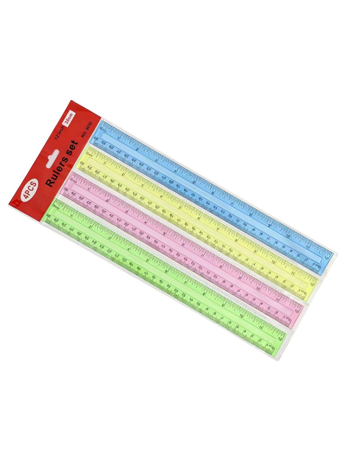Математическая линейка Красочная чертежная линейка со шкалой дюймов Сантиметров для рисования