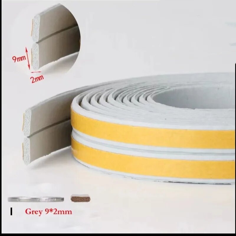 Самоклеящаяся резиновая лента для окон DIEP D-образной формы 9x2 Grey, 6M