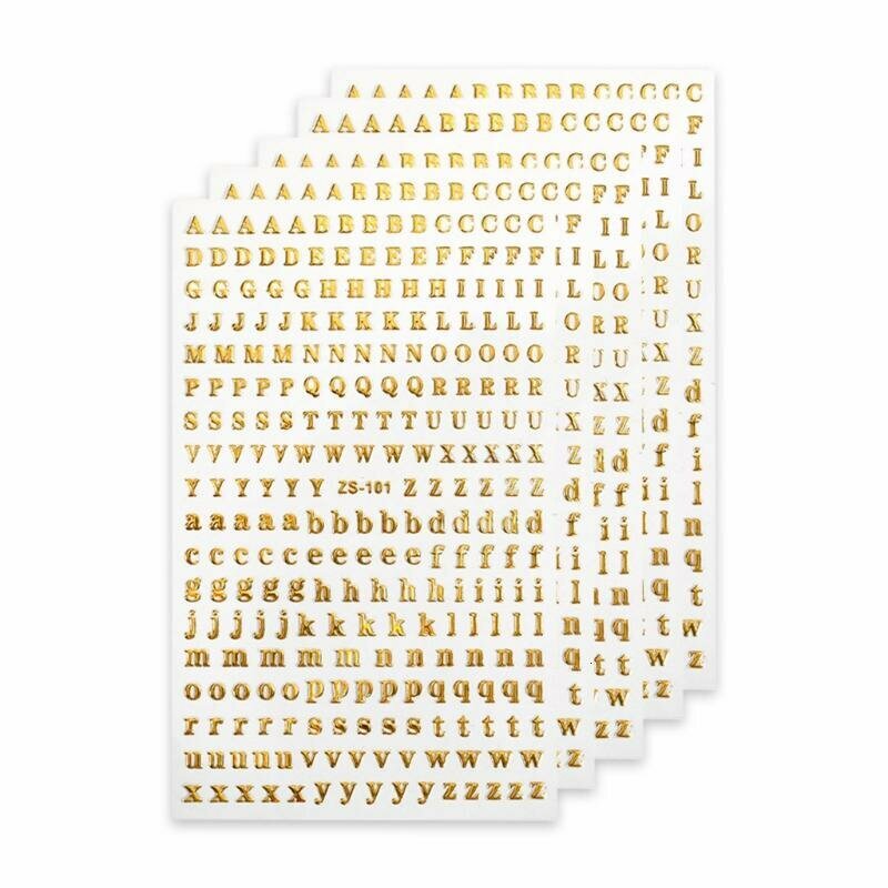 Наклейки-буквы PET, 5 листов, для эпоксидной заливки, Золото