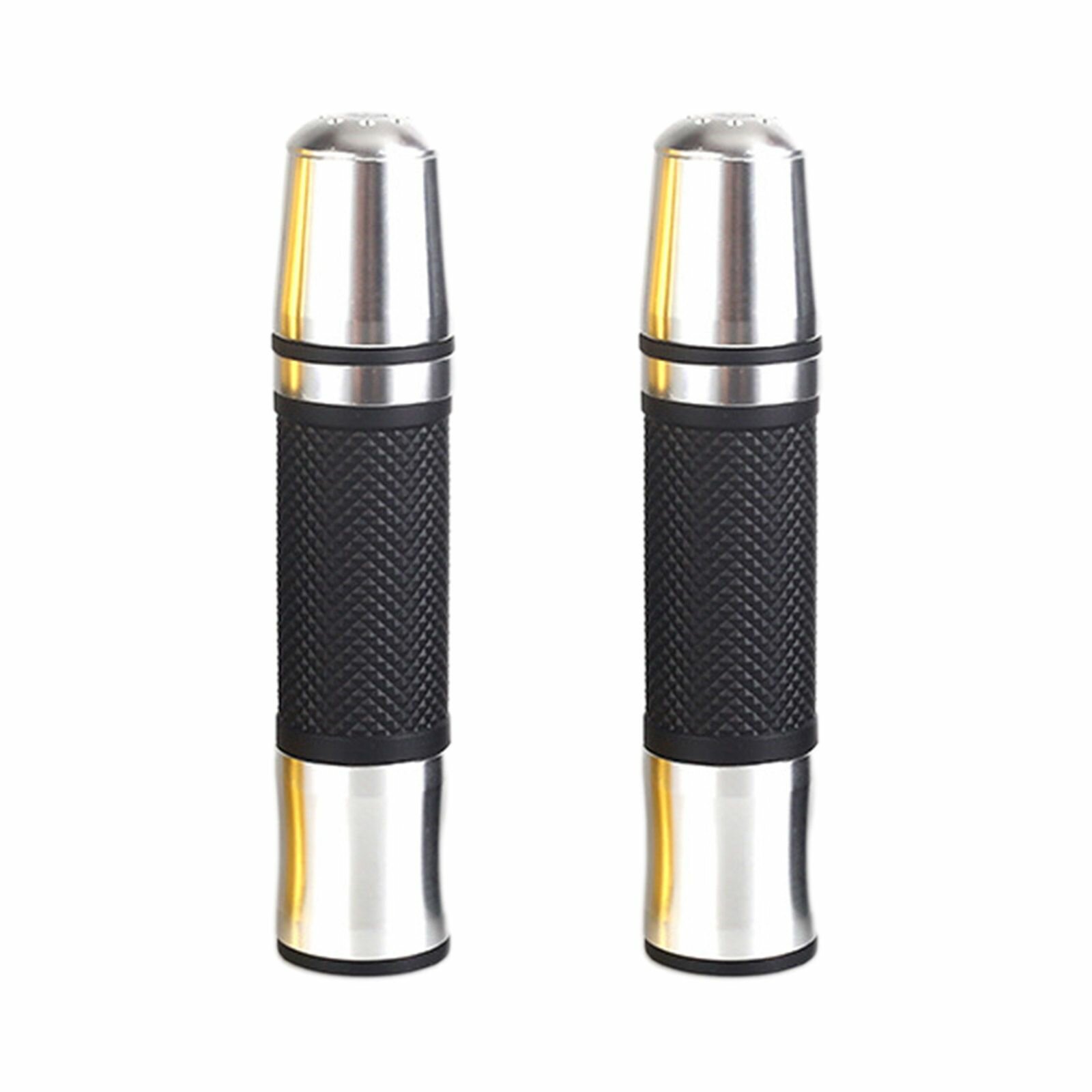 Рукоятки для мотоциклетных велосипедов Винтажные 7/8 "Барные Алюминиевые Резиновые Ручки, Серебристый