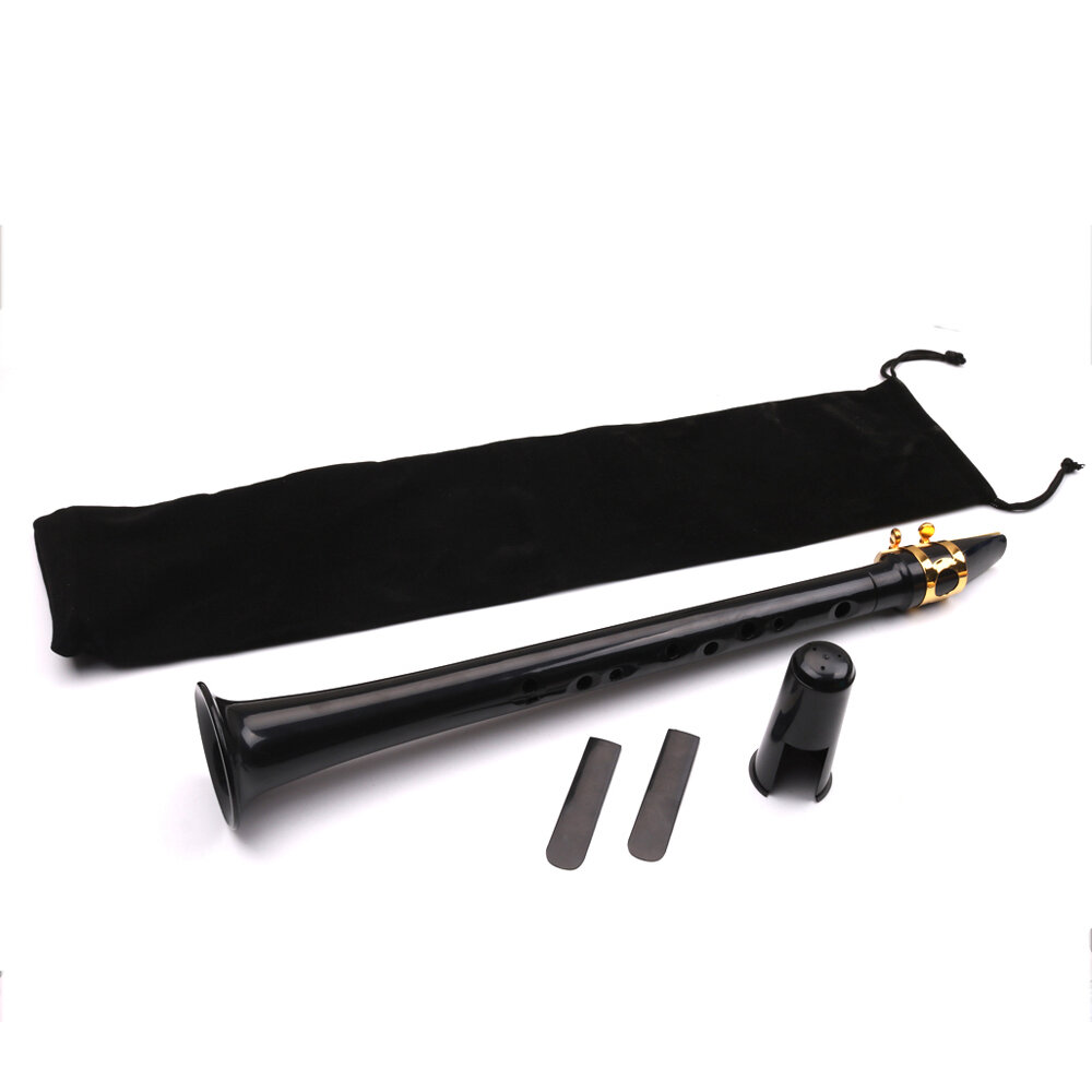 Черный карманный мини-саксофон, портативный, с сумкой для переноски, духовой инструмент.
