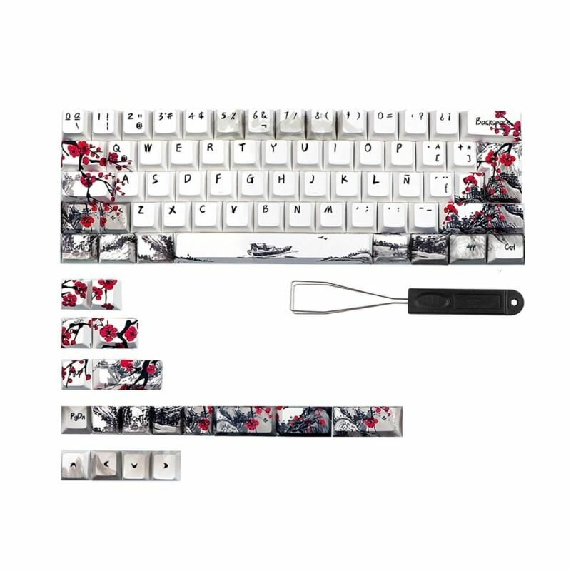 CherryProfile Plum Blossom Клавицы для 80 клавиш Qwertz Azerty 61 64 67 68 Keyboard, Испанский