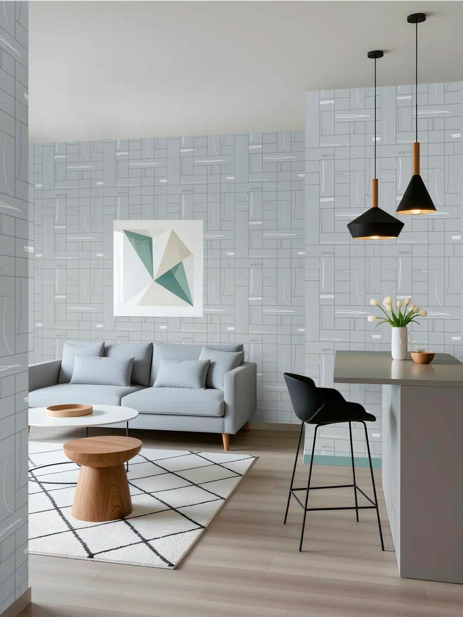 Моющиеся обои для кухни 0,53 абстракция, геометрия, виниловые на бумаге