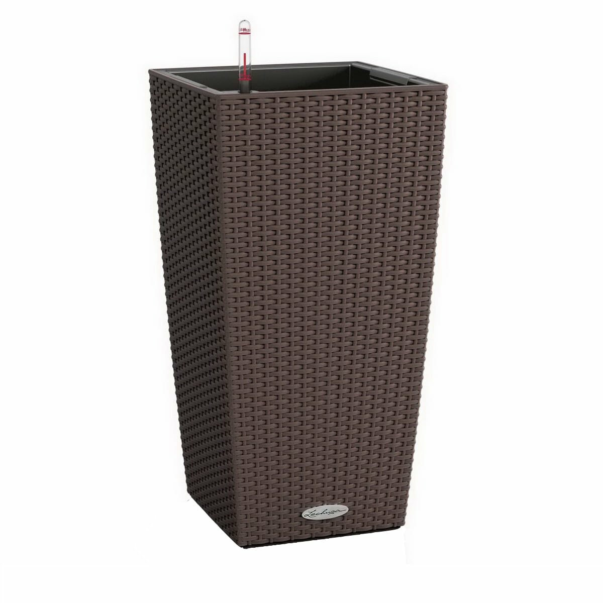 Кашпо Lechuza Cubico Cottage 40 с автополивом, 40x40 H76, мокка, матовый/Горшок для цветов Лечуза 31 л