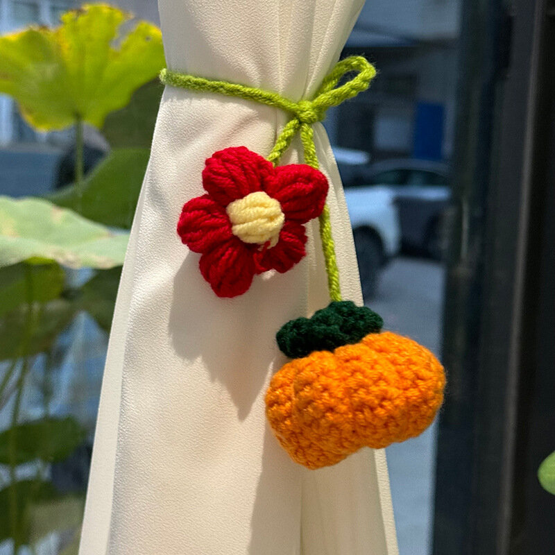Ручная работа, вязаный крючком подвеска в виде клубники и подсолнуха, вязаная сумка, украшение для зеркала заднего вида автомобиля, декор для штор