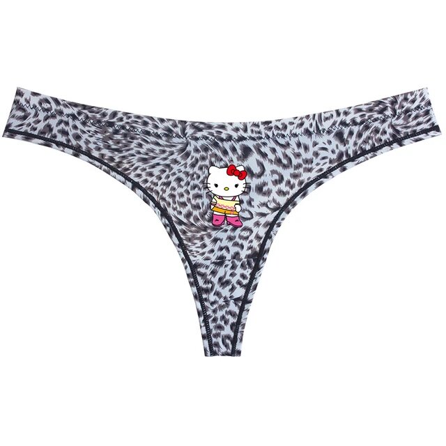 Сексуальные трусики Sanrio Hello Kitty с леопардовым принтом, быстросохнущие, легкие, бесшовные стринги, милый подарок на день рождения.