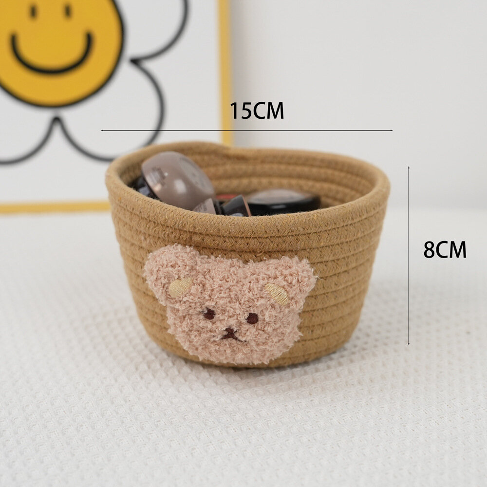 Милая корзина-подставка для хранения в виде медвежонка, из хлопкового каната, для ключей, косметики, закусок и