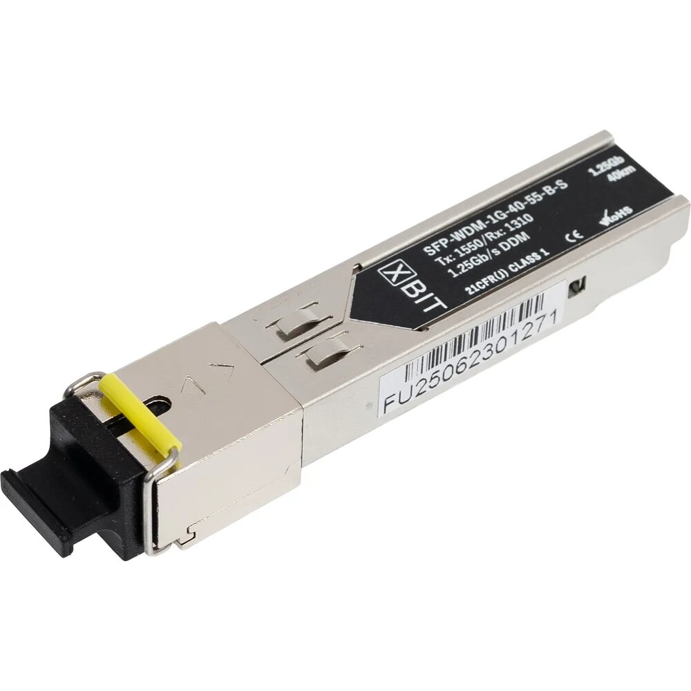 Модуль XBIT SFP 1G WDM SC с металлическим корпусом, IP20 защита, поддержка одномодового волокна и длина волны