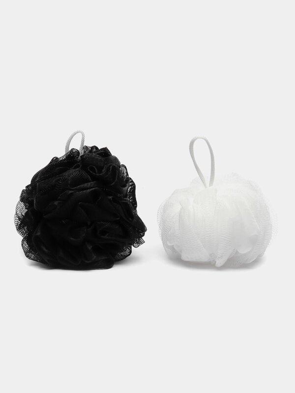 Набор: Мочалки массажные "Инь-Янь" для тела- 2 шт, белый и чёрный, мочалка-шар