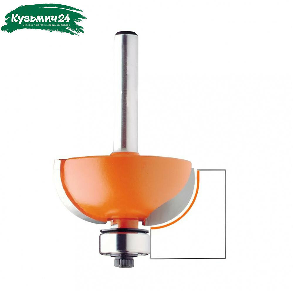 Фреза концевая CMT R6.35 мм, S8 мм, D25.4, l-12.7 мм, галтельная с нижним подшипником, 937.222.11