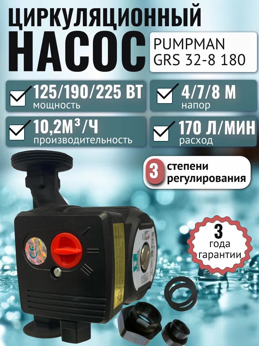 Насос для воды циркуляционный GRS 32-8 180 мм