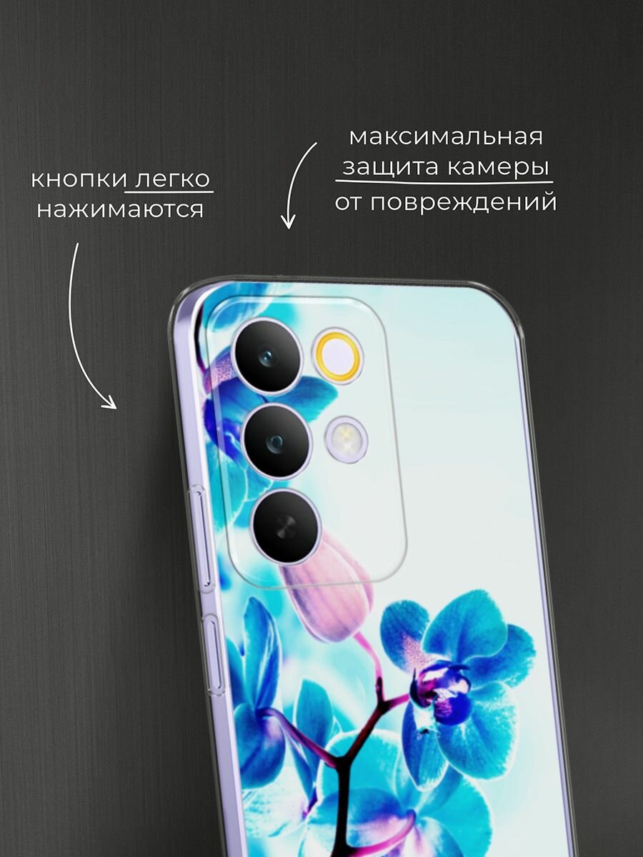 Силиконовый чехол на Realme C85 / Реалми C85 с принтом Голубая орхидея — фото 1