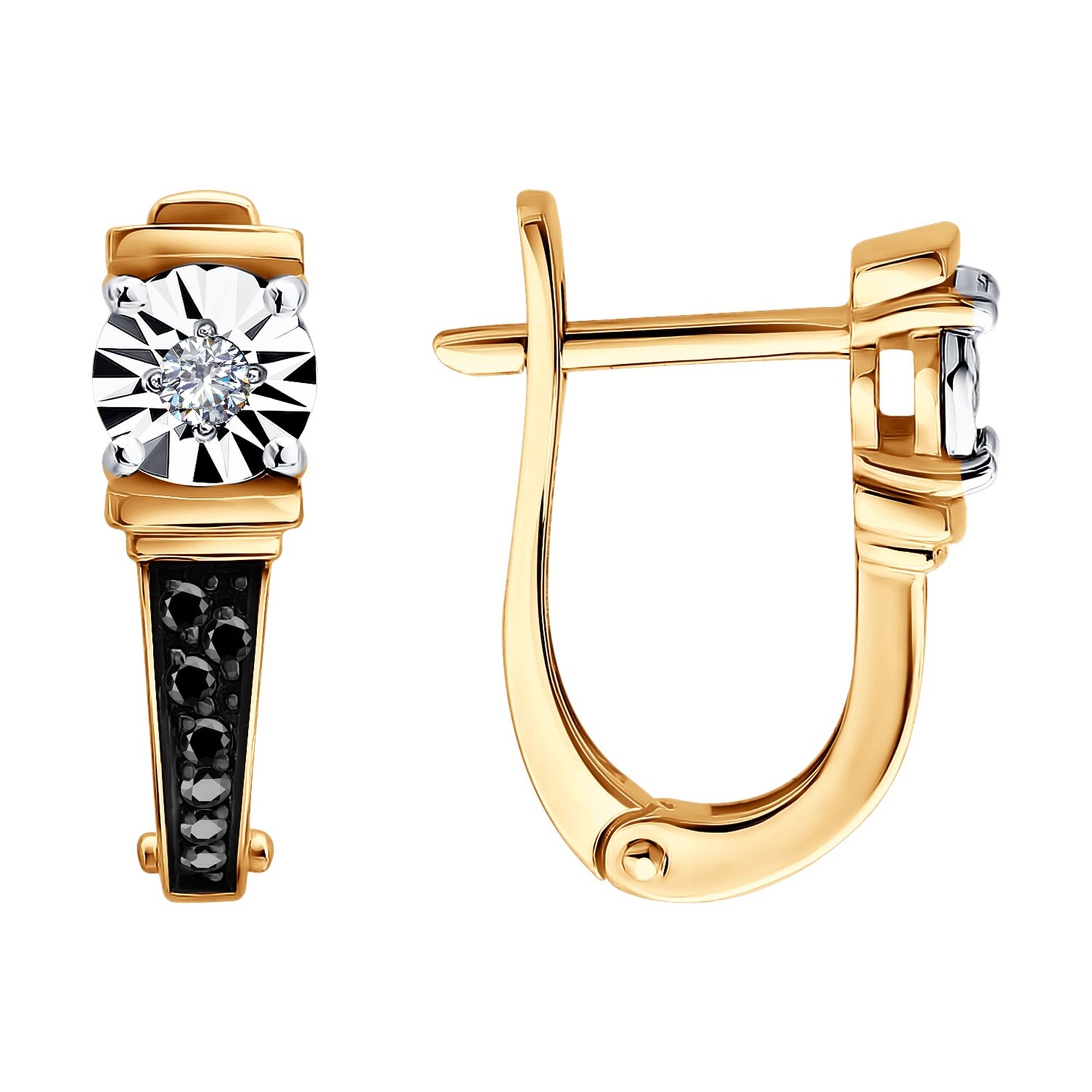 Серьги, красное золото, 585 проба, бриллиант