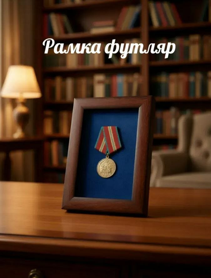 Рама футляр ручной работы для медалей, орденов и нагрудных знаков синяя