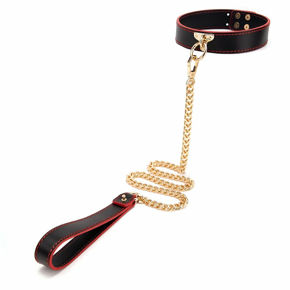 BLACKWOLF Slave Bed бондаж ошейник из натуральной кожи для шеи с поводком БДСМ Redblack Collar