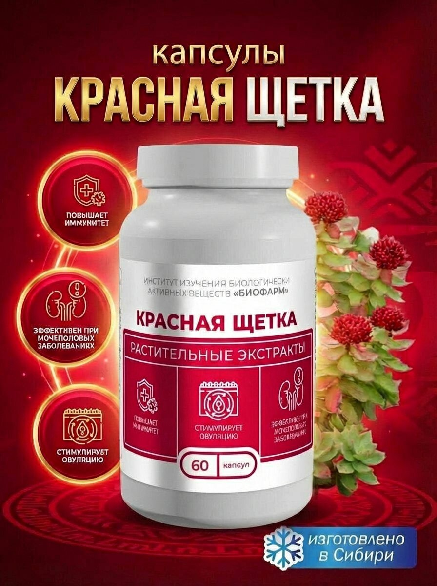 Экстракт красной щетки, 60 капсул, для здоровья женщин, при климаксе, для репродуктивного здоровья
