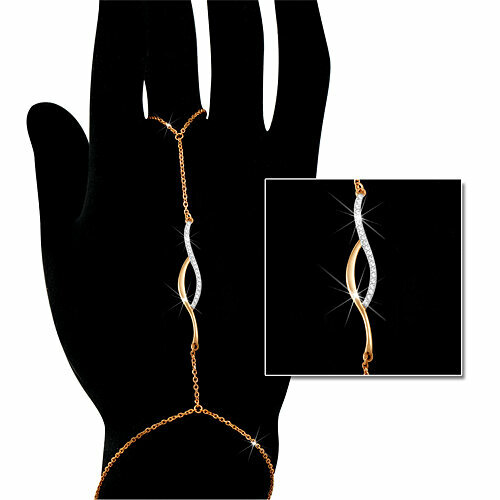 Слейв-браслет, красное золото, 585 проба, фианит