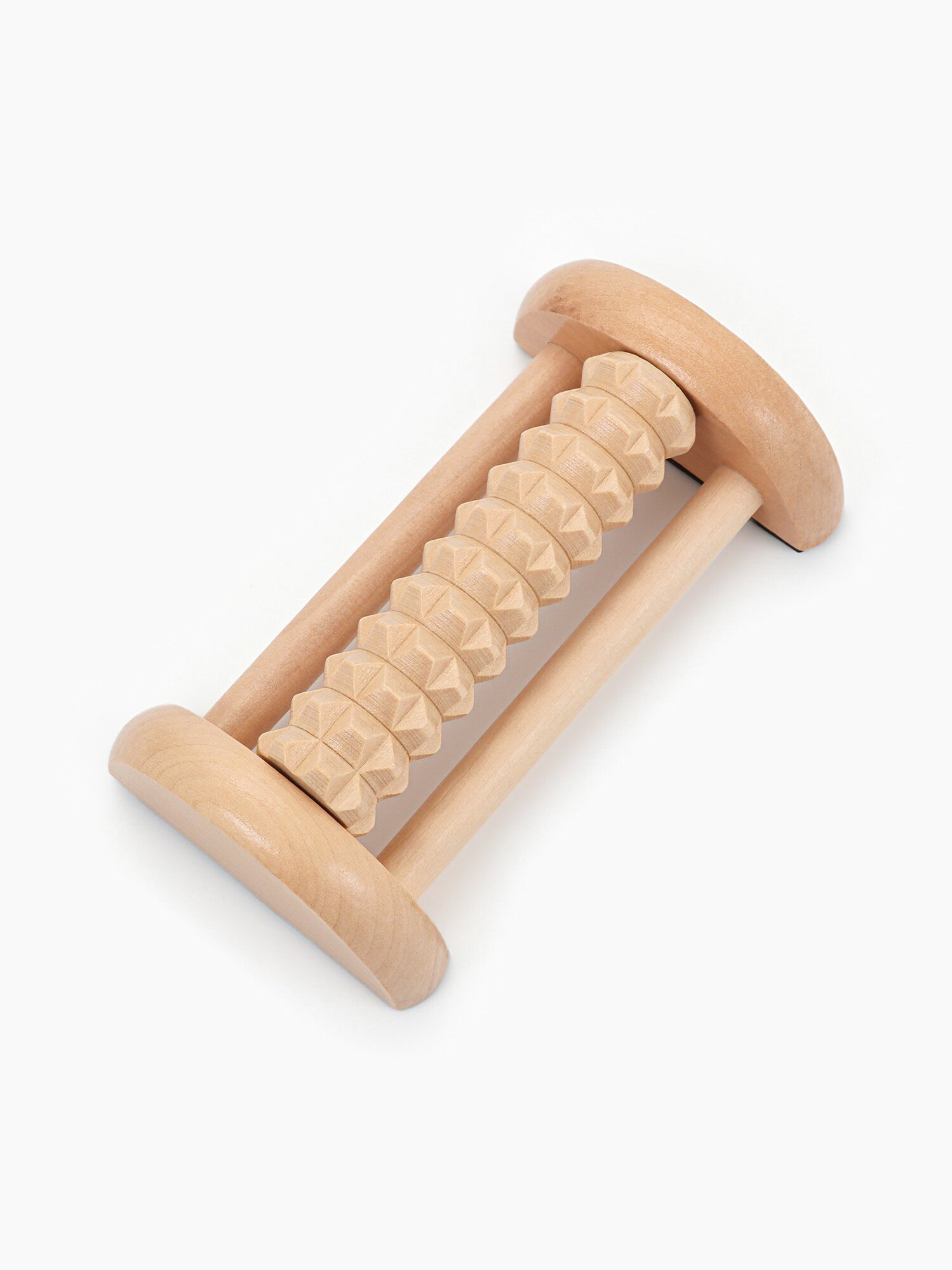 Массажёр для ног с шипами, деревянный, роликовый, 1 ряд, 14.5x7.8x4.5 см