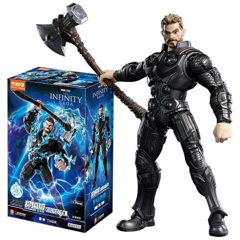 Фигурка Thor Blokees Champion Class, Marvel Infinity Saga, с эффектами молнии и аксессуарами, Мстители, Железный человек, подарок для мальчика