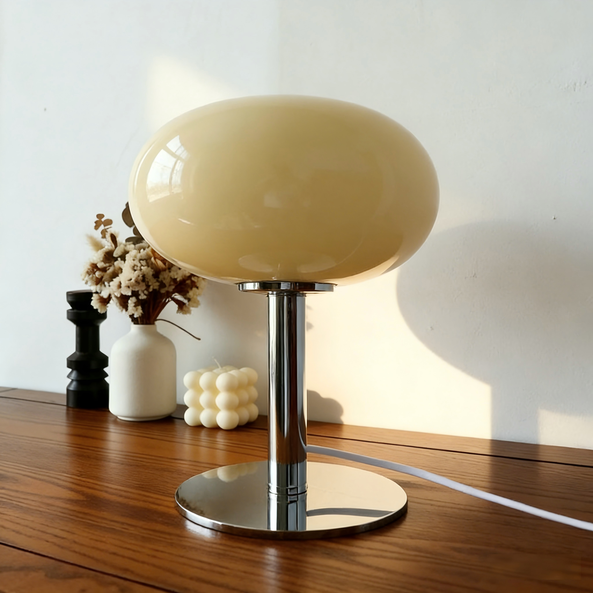 Настольная лампа ins glass Bauhaus Macaron Трехцветное затемнение,1,1, В стойку,12, A-1, Бежевый