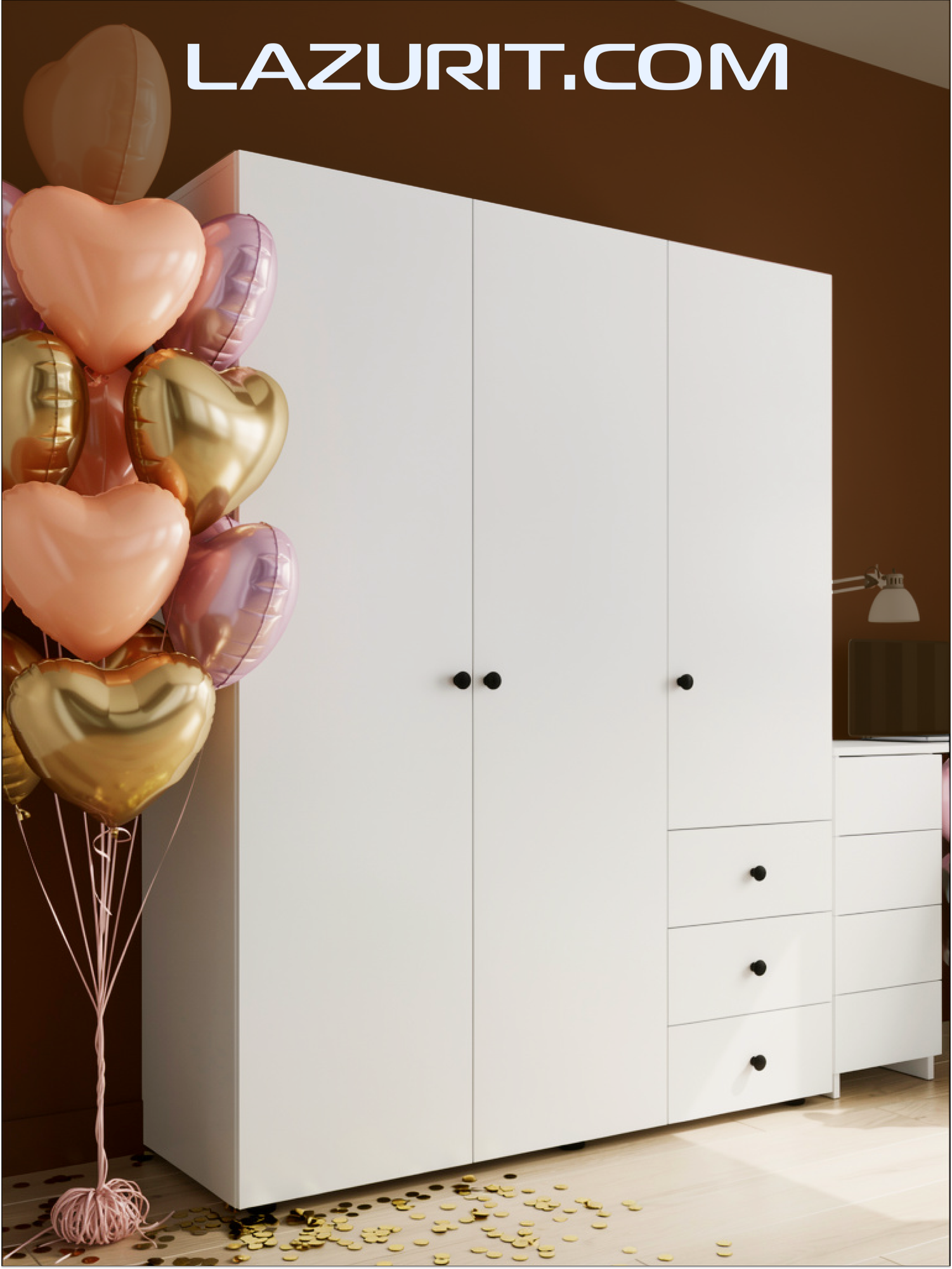 Шкаф для одежды в детскую прихожую спальню Lazurit Эльбрус шкаф распашной с ящиками полками вешалкой белый 175,7х46х134