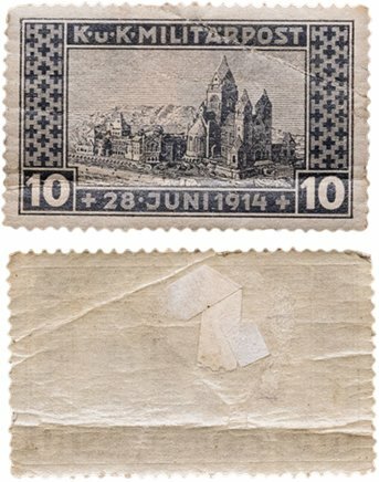 Австрия марка 10 геллеров 1914