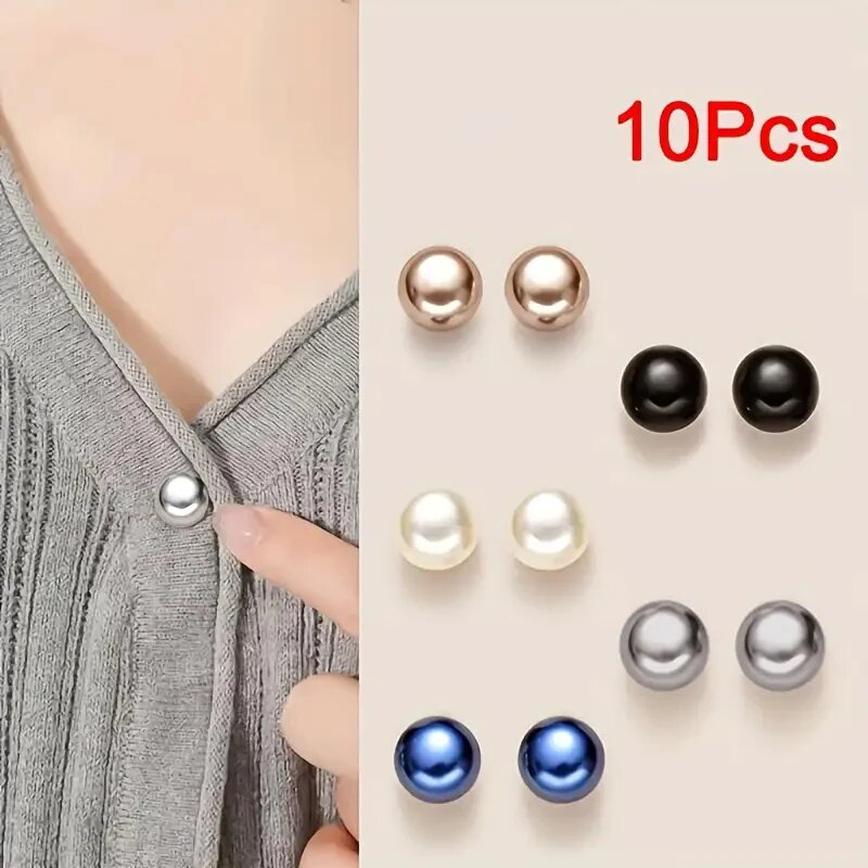 10 шт, брошь на пуговицах с имитацией жемчуга, предотвращающая случайную экспозицию, пуговицы, брошь, булавки, значок, запон.