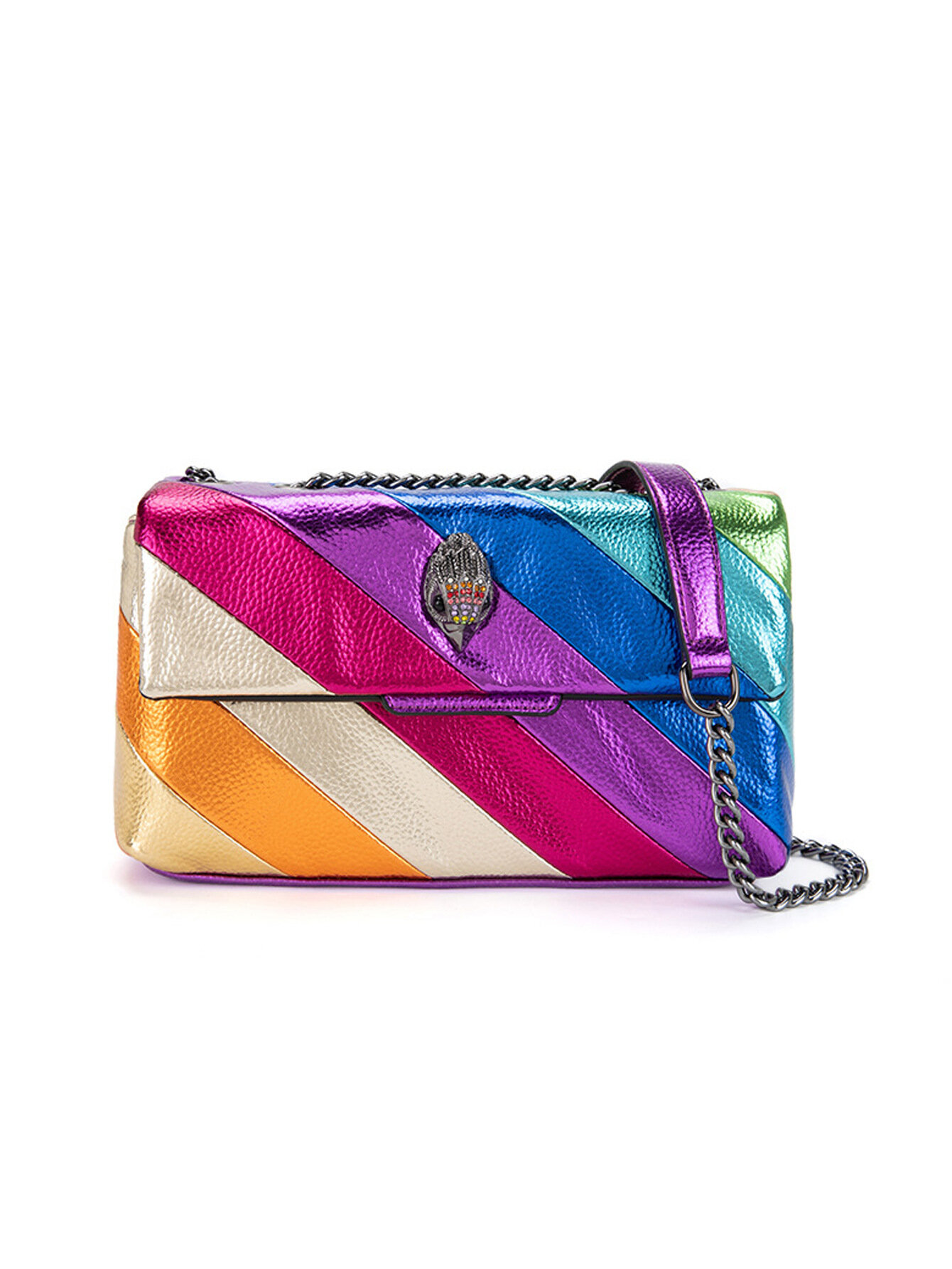 Кросс-боди сумка для женщин с головой орла из PU, цветная блокировка, радужная пэчворк, женская сумка на цепочке, дропшиппинг