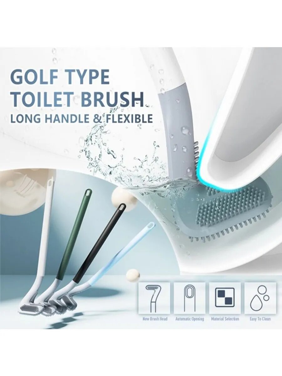 Туалетная щетка-гольф, длинная ручка, черная