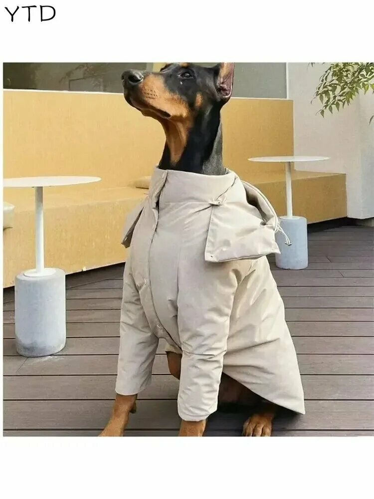 Теплая куртка для крупных собак, унисекс, для доберманов, бордер-колли, аляскинских маламутов, защита от холода, двухногая модель