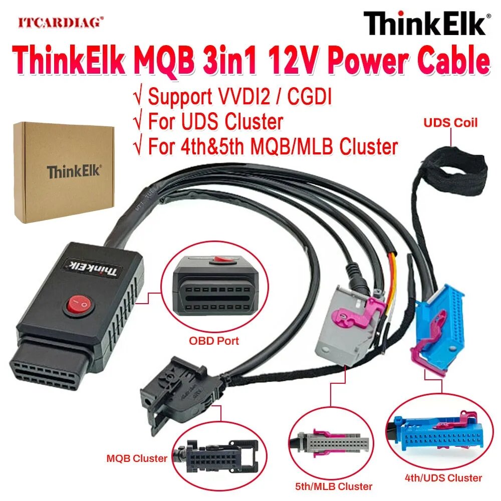 ThinkELK MQB MLB UDS Кластерный кабель 3 IN1 12 В Кабель питания Комплект тестовых кабелей приборной панели для V-w 4/5th Cluster для Audi A6 A8 Q5 Q7 MLB