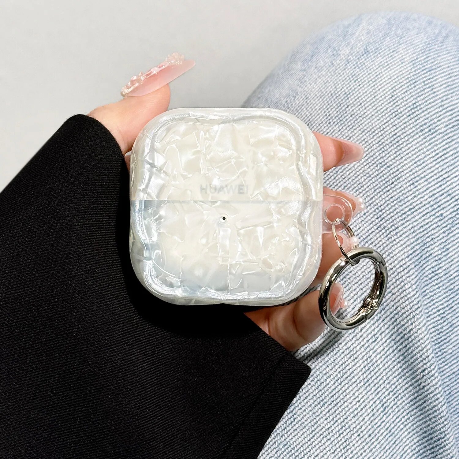 Роскошный чехол с текстурой жемчужной ракушки для Huawei FreeClip2 FreeBuds 6i SE2 SE3, TPU чехол для наушников, защитный чехол с кольцом