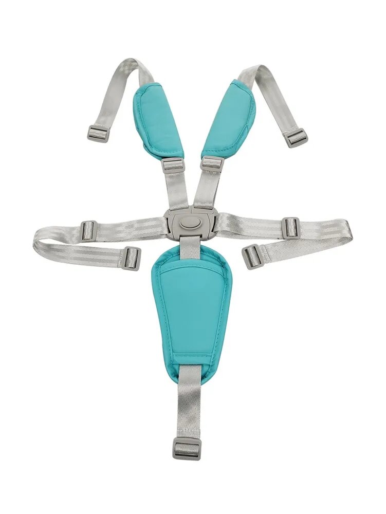 Пятиточечный ремень безопасности для коляски, может быть преобразован в трехточечный ремень безопасности. подходит для детский стульчик для кормления, синенький