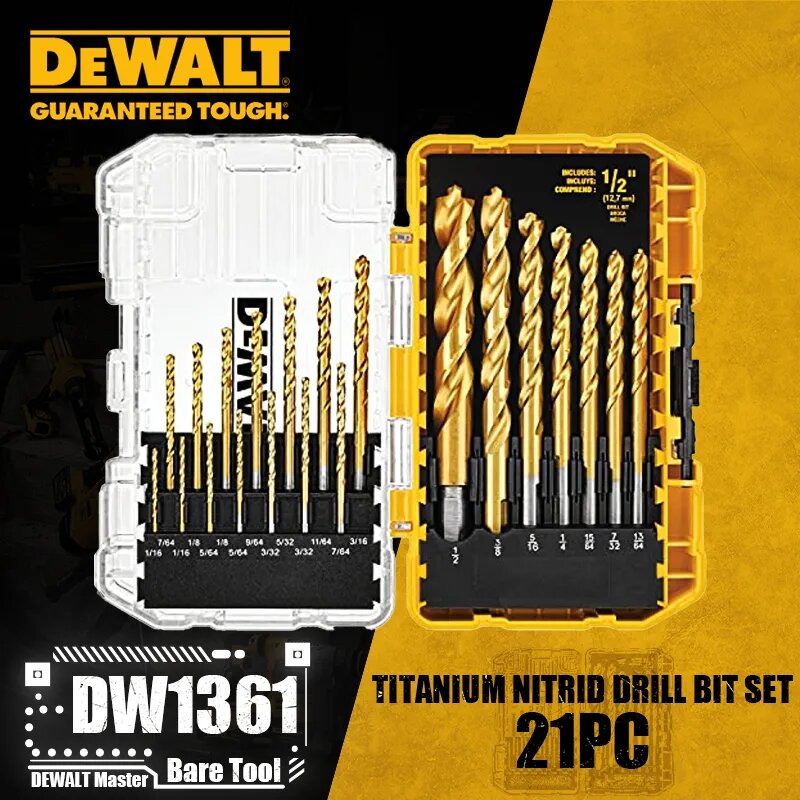 DEWALT DW1361 Набор сверл Pilot Point с титанонитридным покрытием, 21 шт. Аксессуары для инструментов-ZRZ