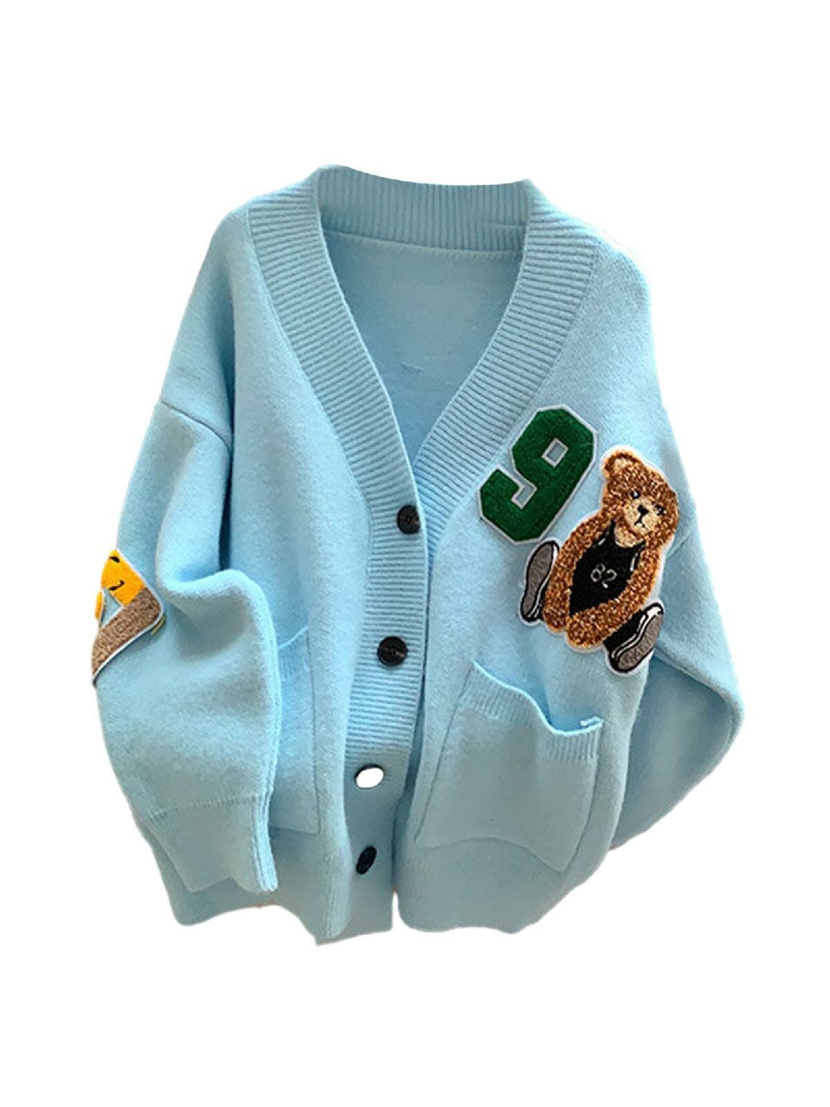 Женский вязаный кардиган, Синий