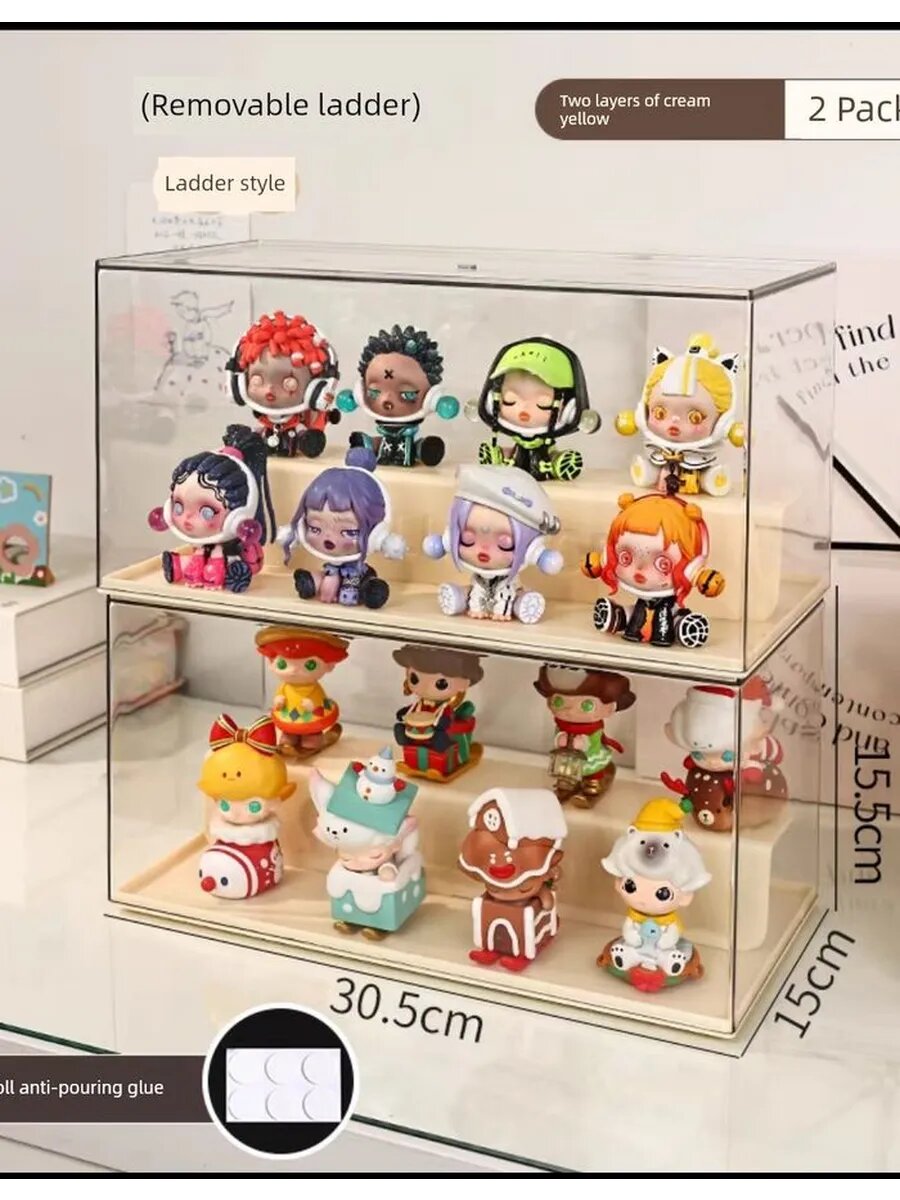 Шкаф-витрина акрил, мол-желт,2 яруса,2 шт, клей, лестница, штаб